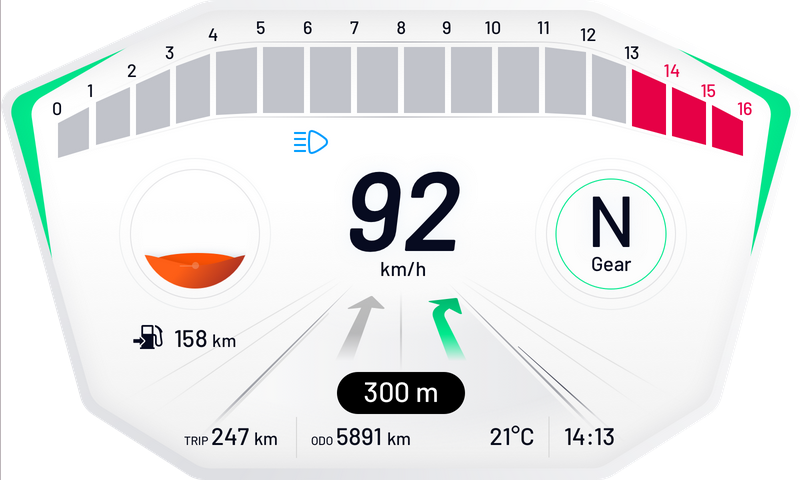 Qt Quick Ultralite Motorcycle Cluster Demo | Qt for MCUs 2.8.3