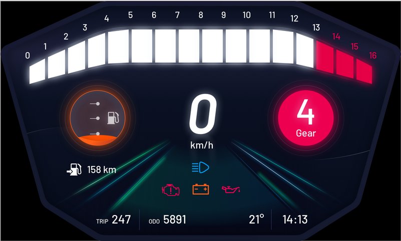 Qt Quick Ultralite Motorcycle Cluster Demo | Qt for MCUs 2.11.1