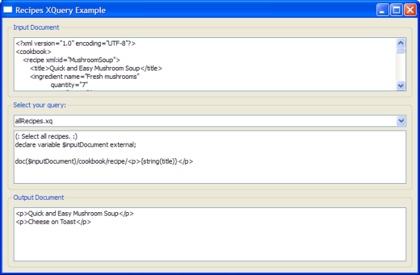 Recipes Example Qt XML Patterns 5 15 9