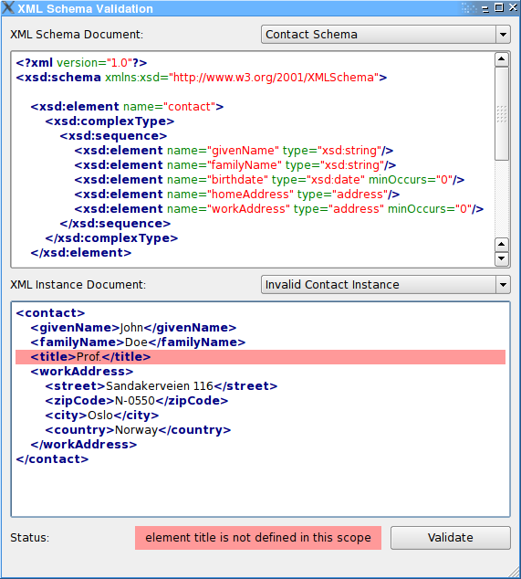 XML Schema Validation Example Qt XML Patterns 5 15 9