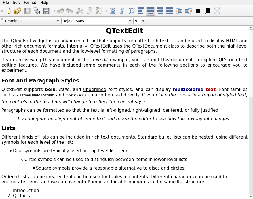TextEdit Example Qt For Python